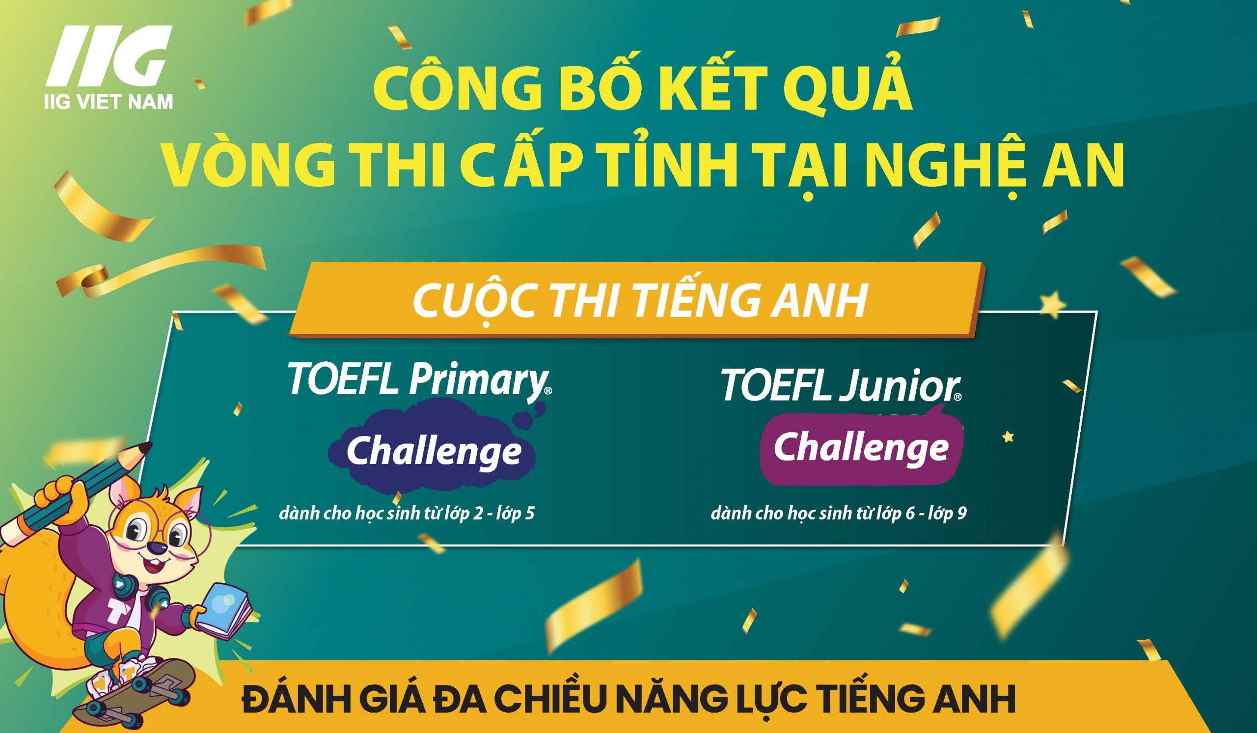 [Nghệ An] Thông báo kết quả vòng thi cấp Tỉnh cuộc thi TOEFL Primary Challenge và TOEFL Junior ...