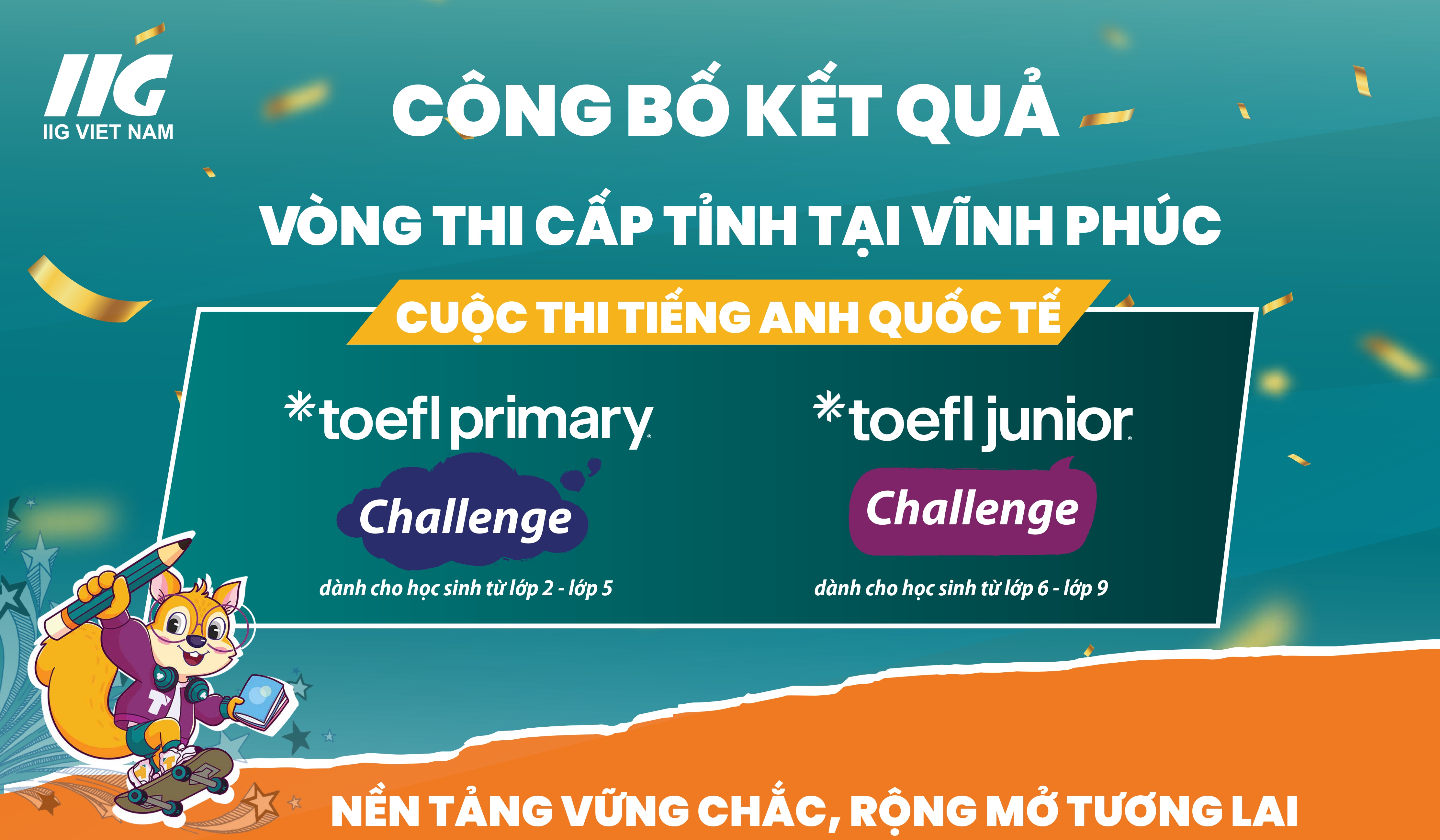 [Vĩnh Phúc] Thông báo kết quả vòng thi cấp Tỉnh (vòng 2) cuộc thi TOEFL ...